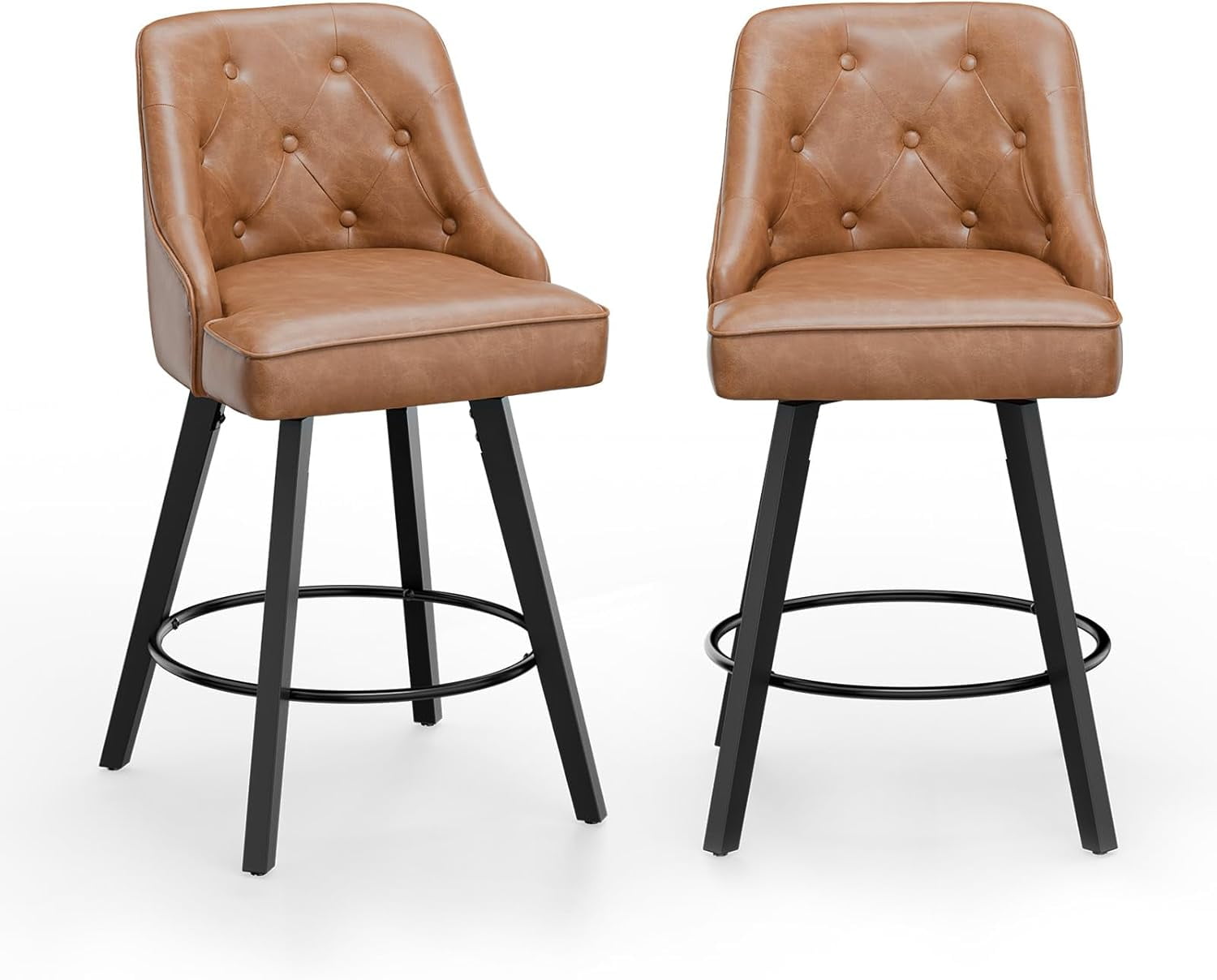 VINGLI 26" H Swivel Barstools Set of 2, Linen Fabric Upholstered ...