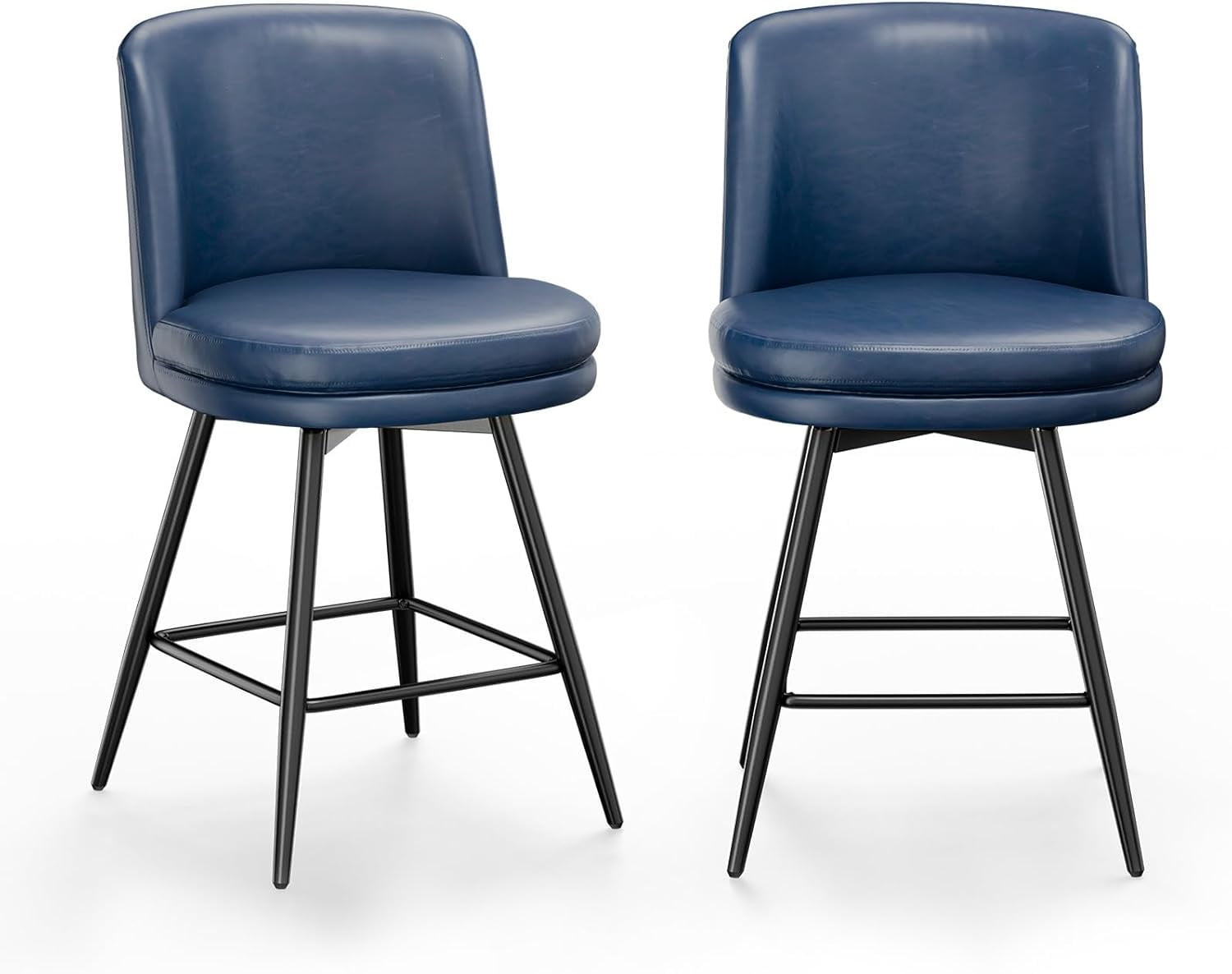 VINGLI 26" H Swivel Barstools Set of 2, PU Faux Leather Upholstered ...