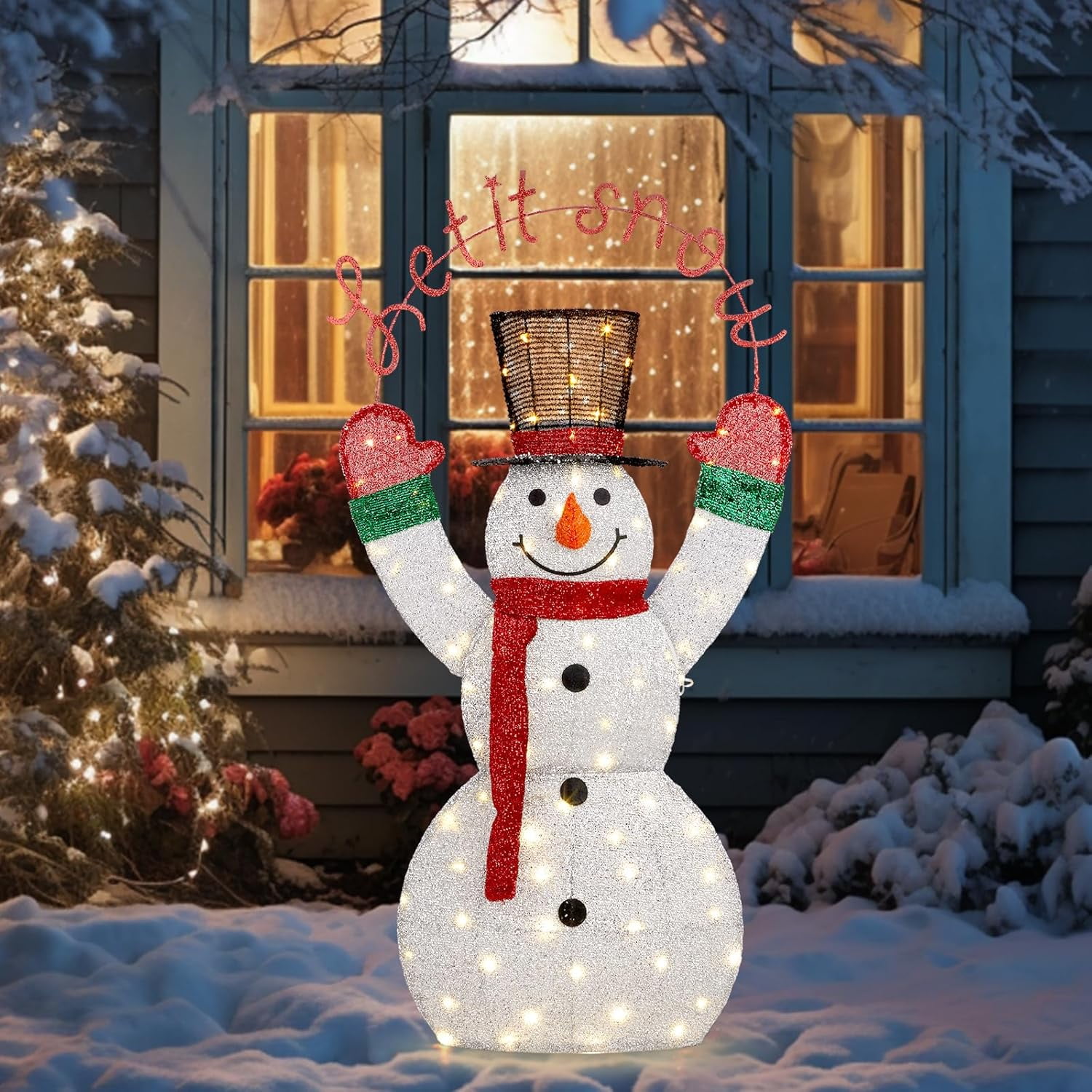 VINGLI 2D Snowman Christmas Decorations, Outdoor Snowman Lighted for ...