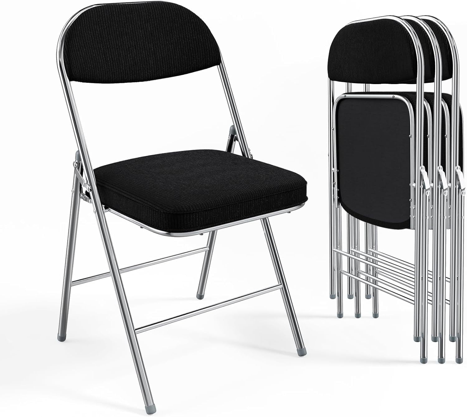 BONNLO 4pcs Folding Chairs with Padded Seat & Backrest, 350lbs Capacity ...