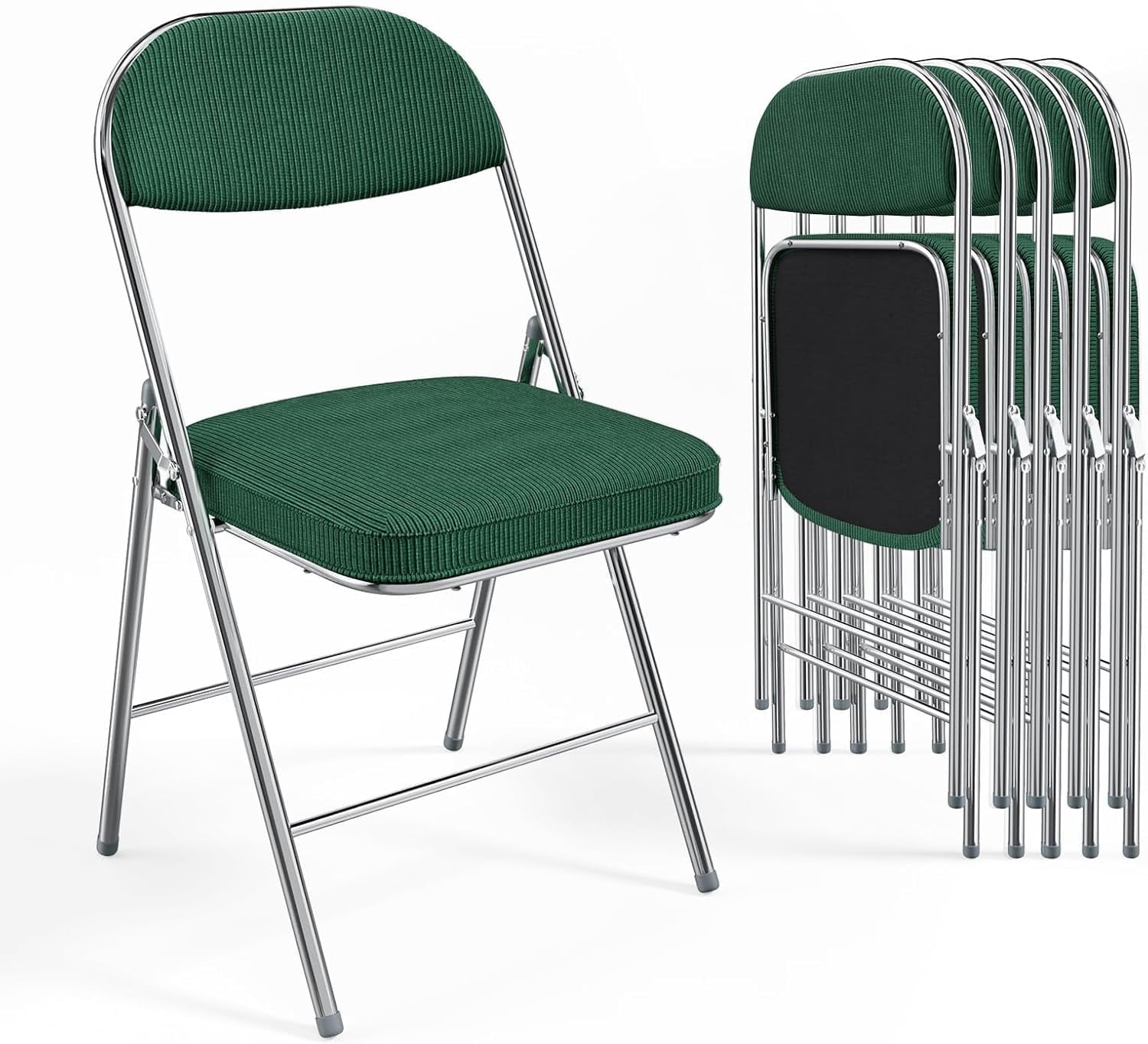 BONNLO 6pcs Folding Chairs with Padded Seat & Backrest, 350lbs Capacity ...
