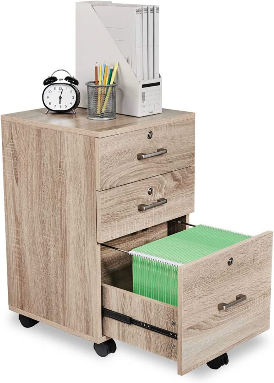 VINGLI 3 Drawer File Cabinet with Lock, Rolling File Cabinet Under Desk ...