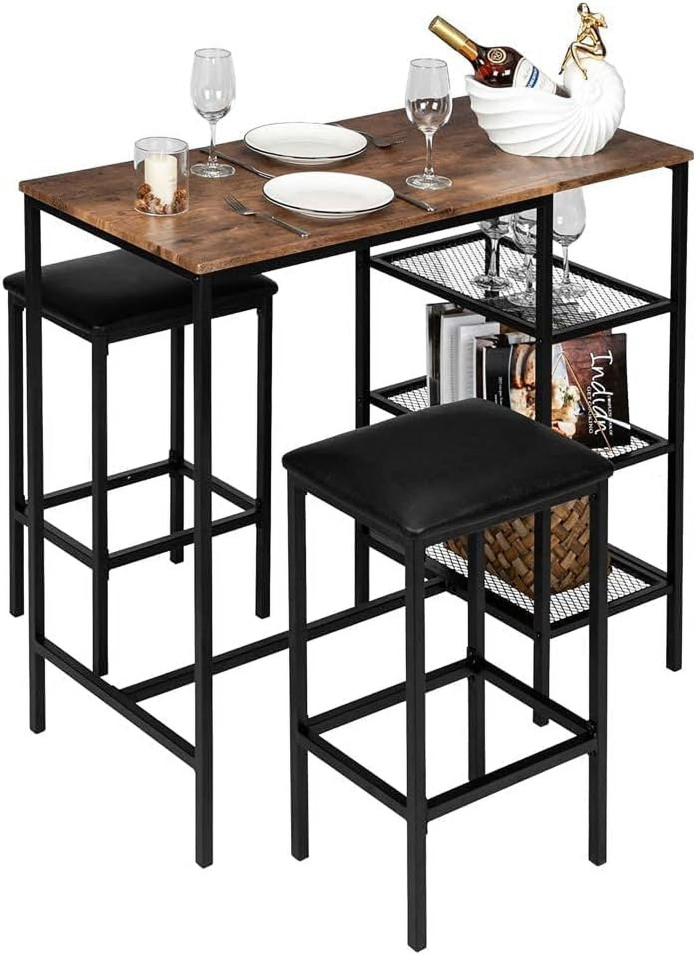 VINGLI 3 Piece Bar Table and Chairs Set,Small Kitchen Table Set for 2 ...