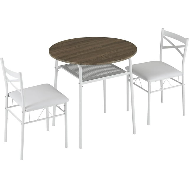 VINGLI 3 Piece Industrial Medium Density Fiberboard Dining Table Set ...