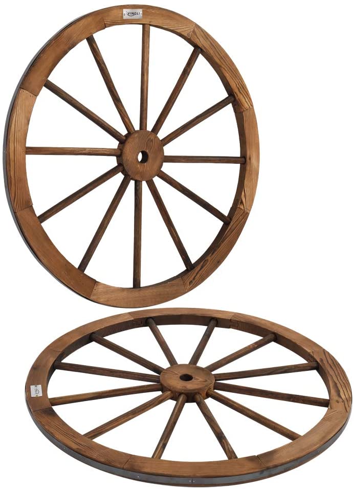 VINGLI 30" Decorative Wooden Wheel (Set of 2), Vintage Old Western ...