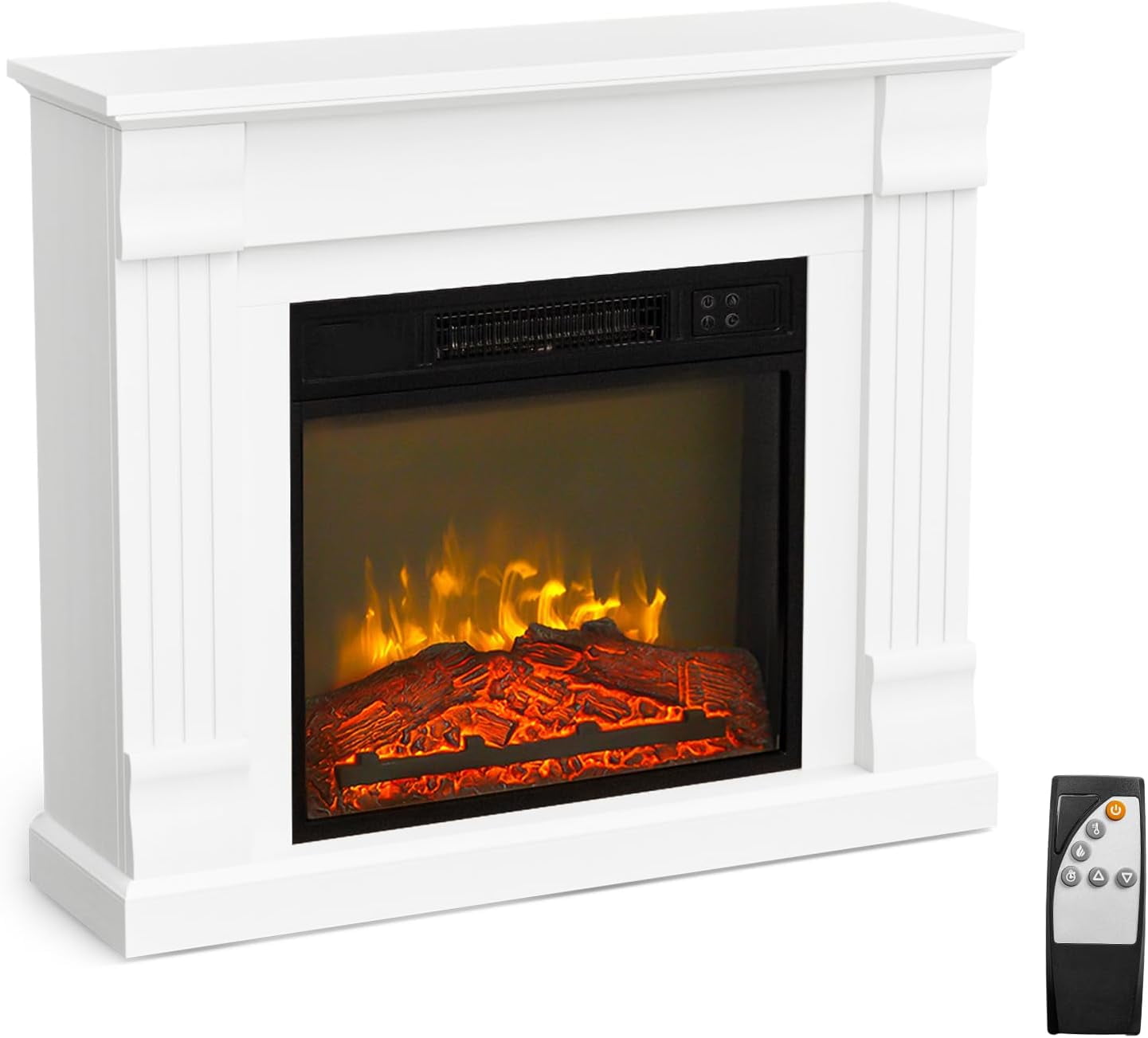 VINGLI 32'' Electric Fireplace with Mantel, Freestanding Heater with ...