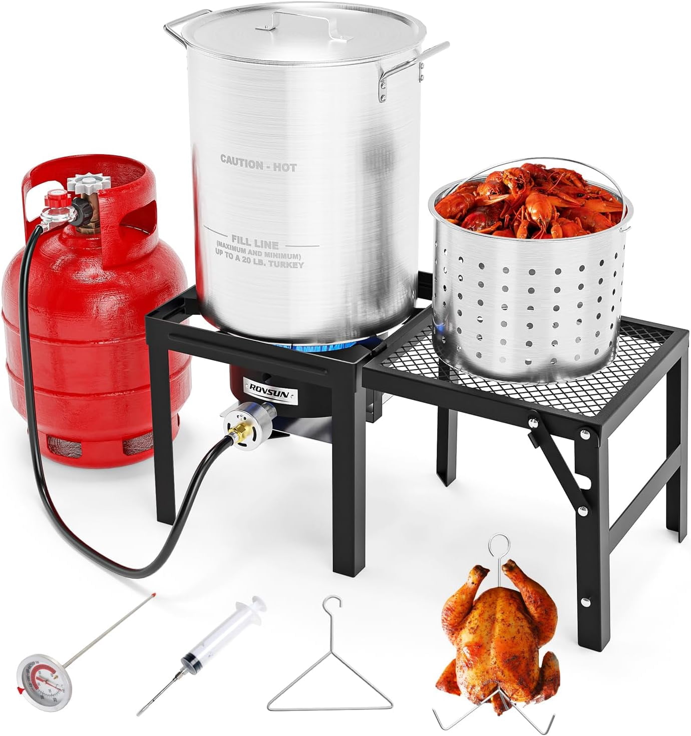 VINGLI 30QT Turkey Fryer with 54000BTU Propane Gas Stove, Outdoor ...