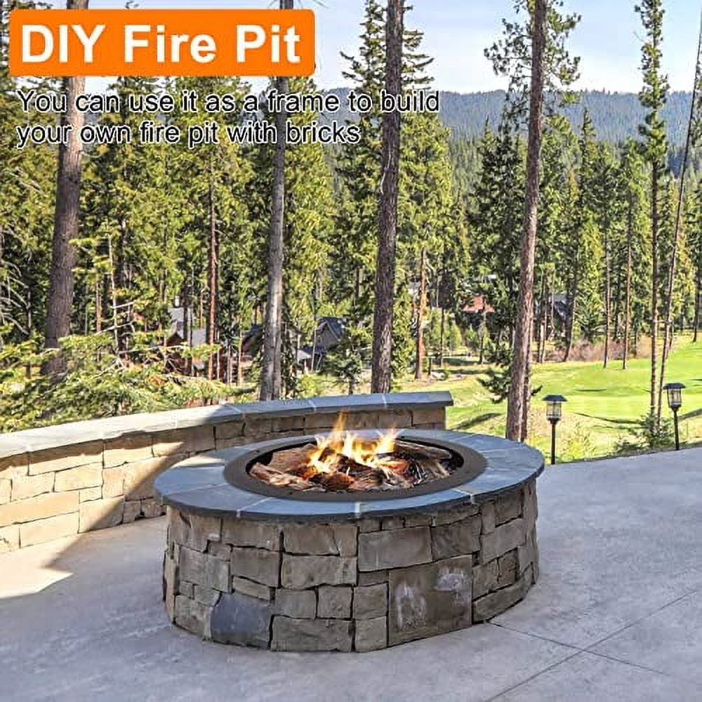 VINGLI 36-Inch Outer, Galvanized Fire Pit Ring 2.0mm Thick Heavy Duty ...