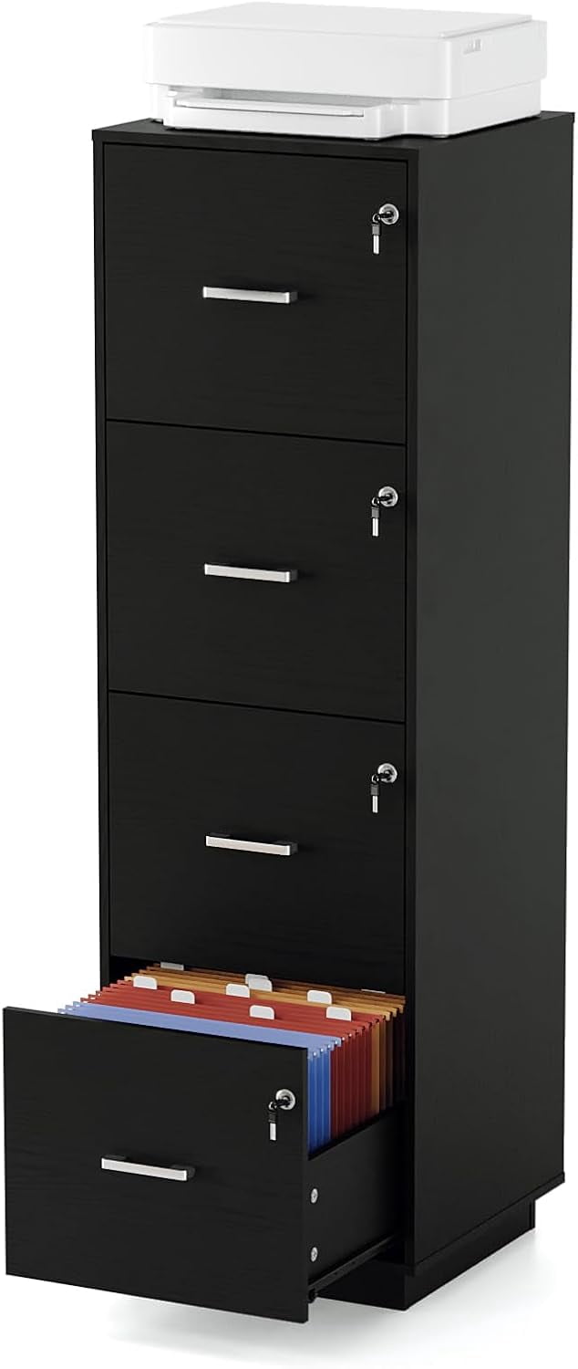 VINGLI 4 Drawer File Cabinet with Lock, Home Office Filing Organizer ...