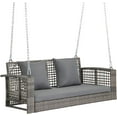 VINGLI 4 ft Outdoor Rattan Porch Swing, Patio Wicker Swing Bench Chair ...