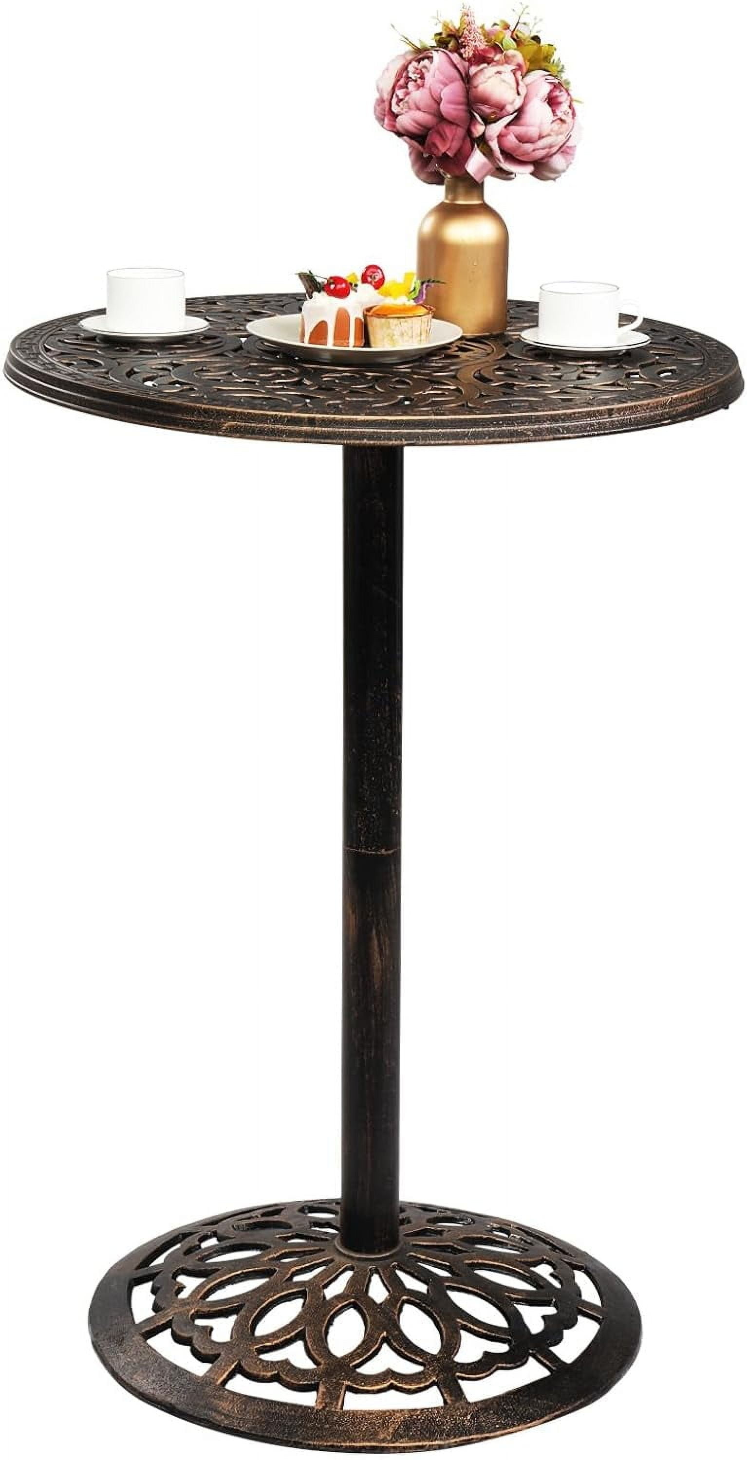VINGLI 40" Outdoor Bar Table Cast Aluminum, Patio Height Bar Table ...