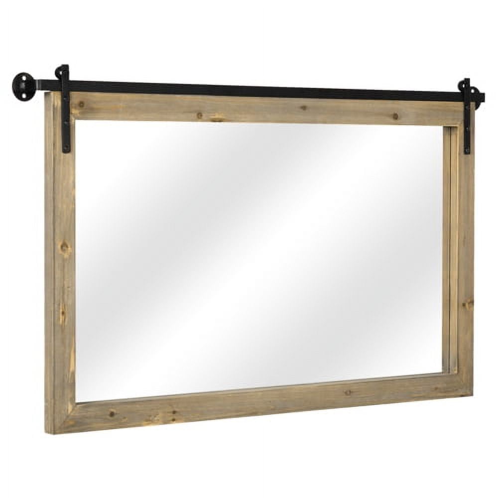 VINGLI 43"×24"Rustic Barn Wood Mirror, Farmhouse Bathroom Mirror ...