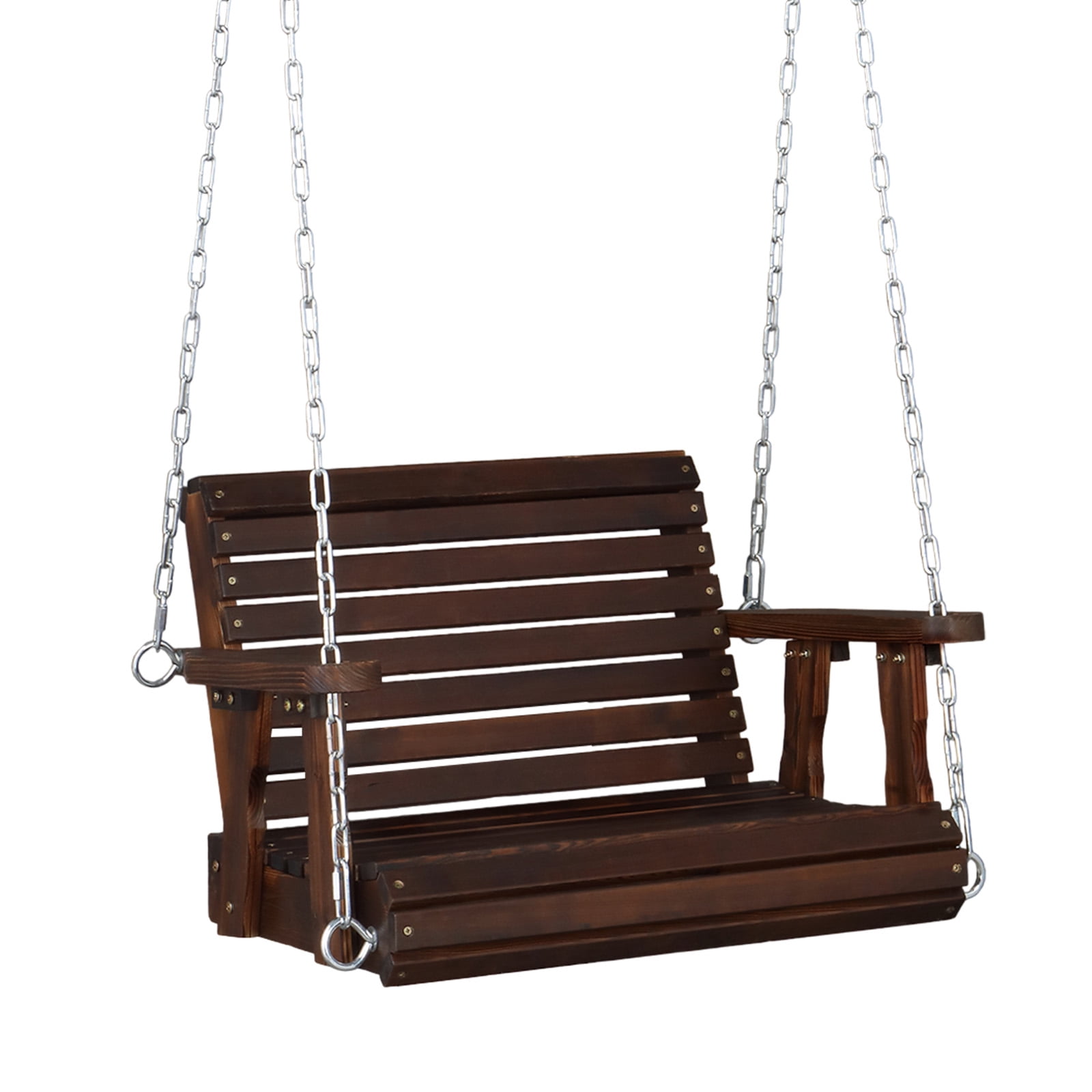VINGLI 440 lbs 1-Person Patio Pine Wood Porch Swing Outdoors, Rustic ...