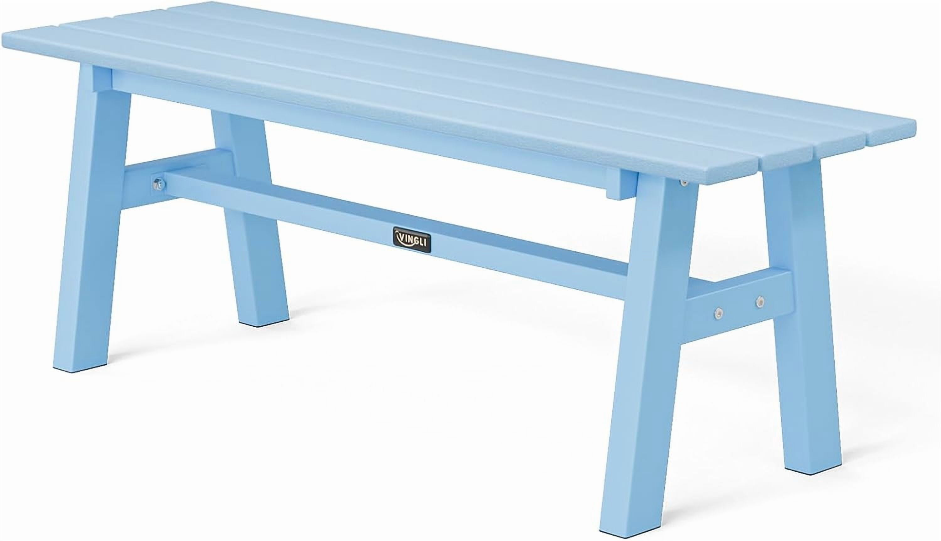 VINGLI 47” Outdoor Bench Garden Bench HDPE Porch Bench w/Metal Legs ...