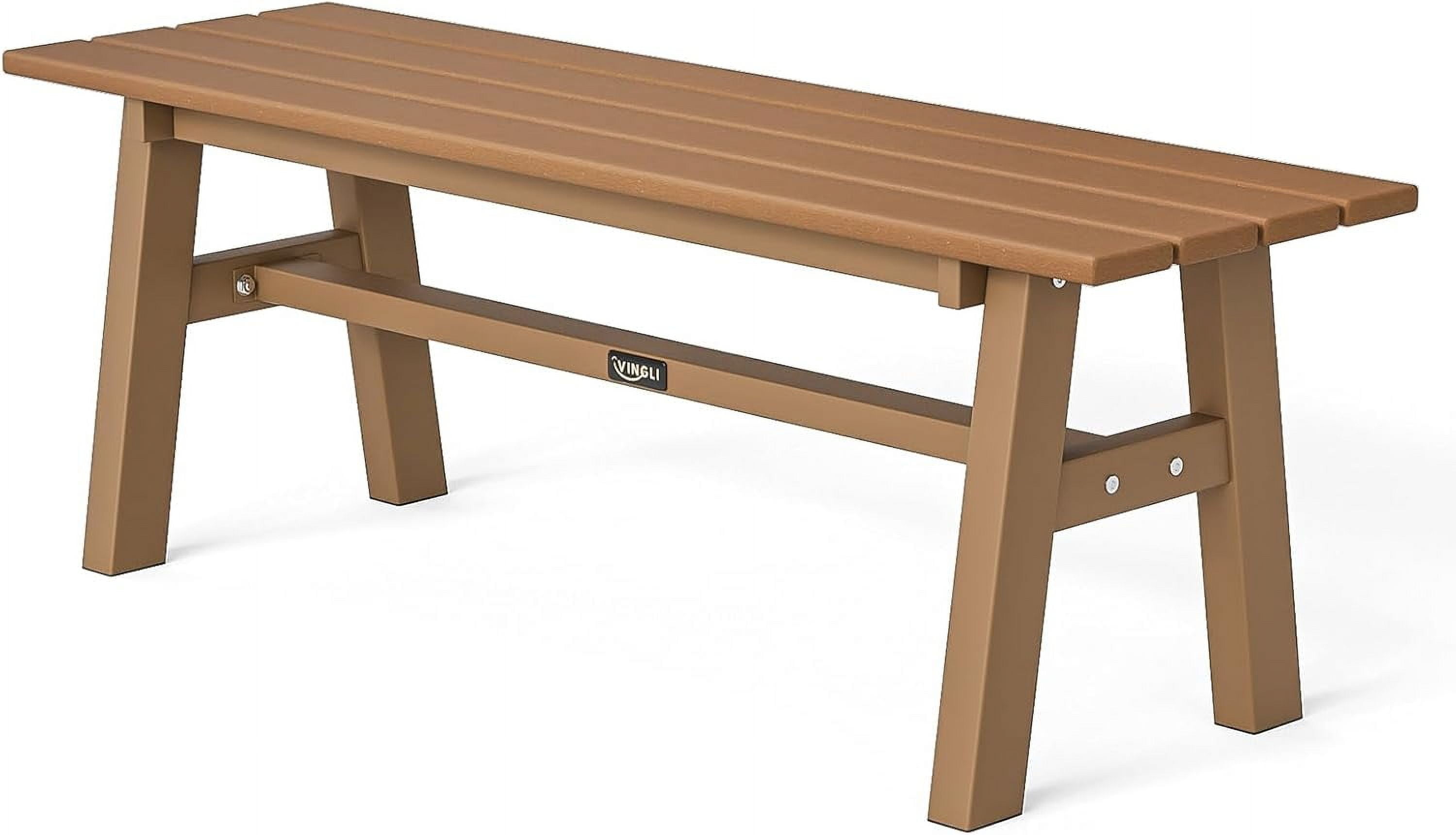 VINGLI 47” Outdoor Bench Garden Bench HDPE Porch Bench w/Metal Legs ...
