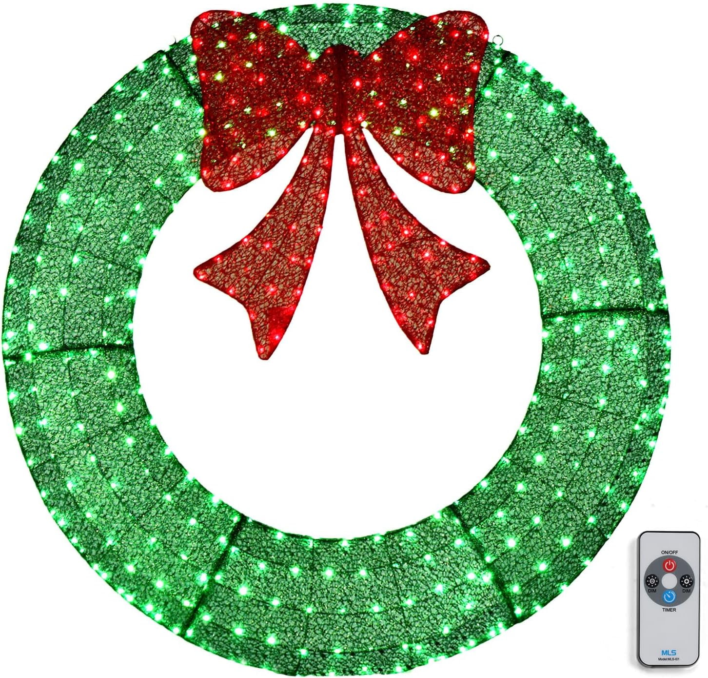 VINGLI 48 Inch Pre-lit Large Christmas Wreath, Outdoor Christmas Wreath ...