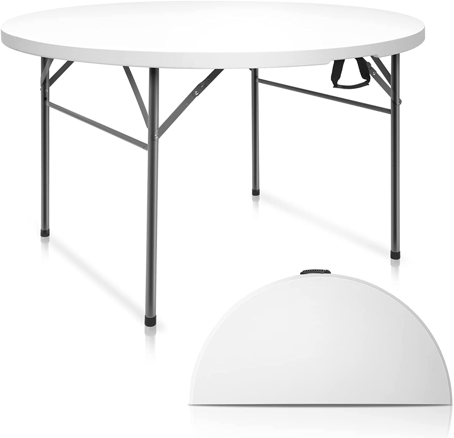VINGLI 48" Round Bi-Folding Commercial Table, 4 Feet Portable Plastic ...