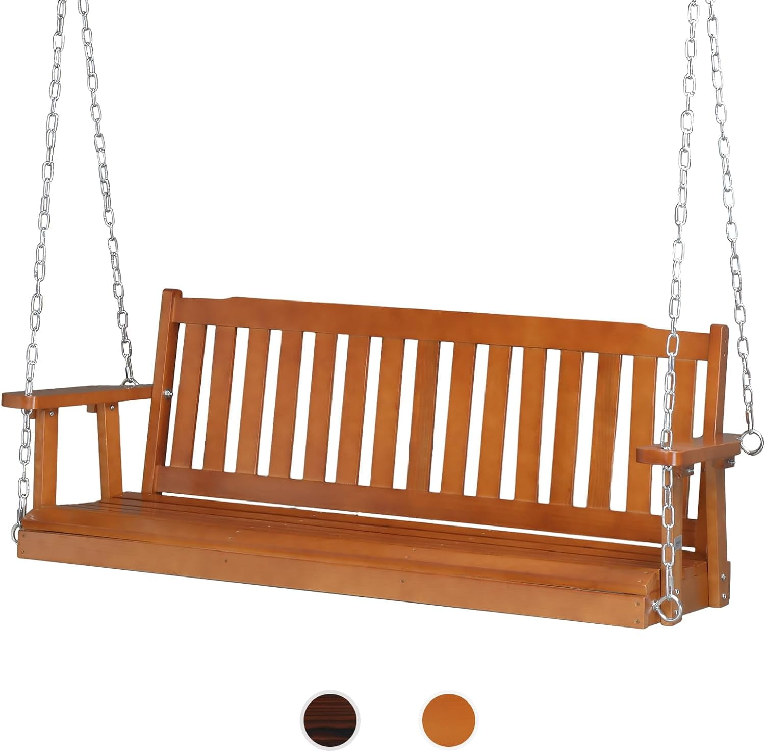 VINGLI 5 ft Outdoor Wooden Porch Swing, Heavy Duty 880 lbs Patio ...
