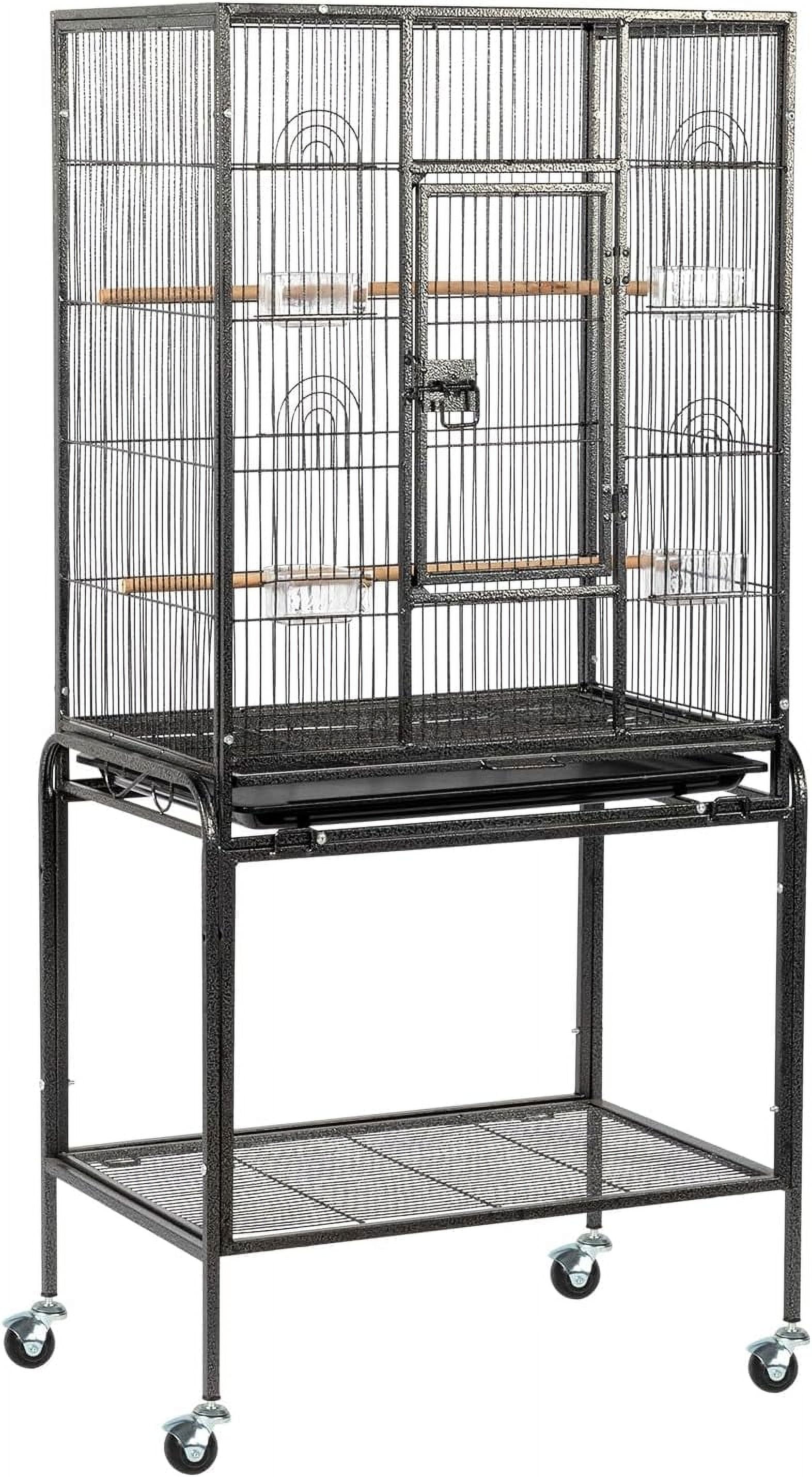 53-inch Bird Cage with Wheels, Durable Wrought Iron Parakeet Cage with ...