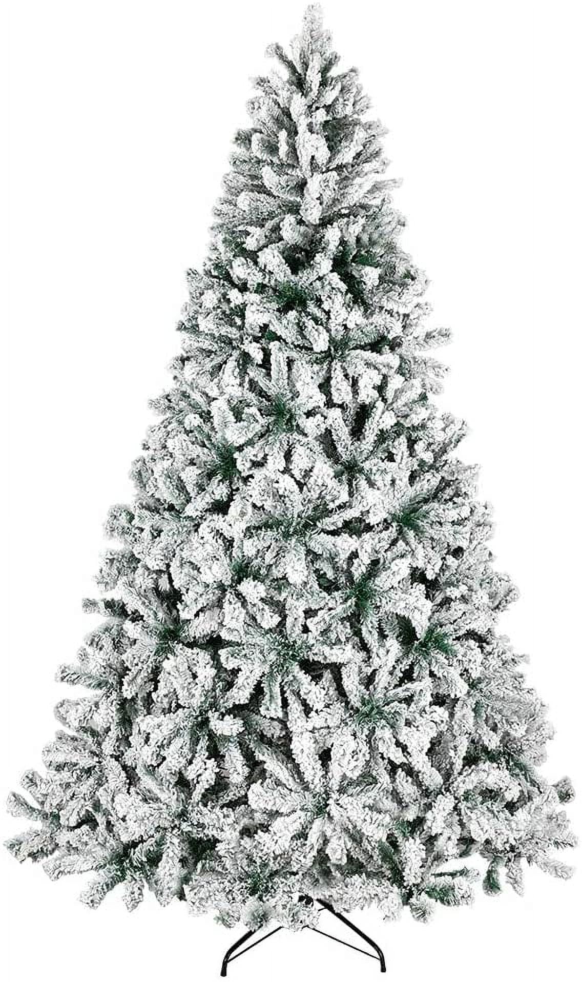 VINGLI 6 FT Unlit Snow Flocked Hinged Artificial Christmas Pine Tree ...