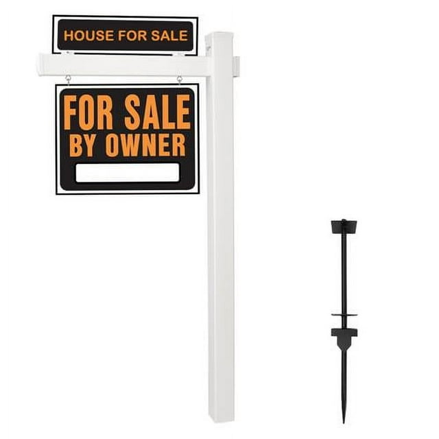 VINGLI 6' Vinyl PVC Real Estate Sign Post for Sale Hanging Ads, 36" Arm ...