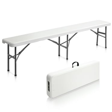 - White Plastic Folding Portable Bench for Indoor, Outdoor Picnic Bench ...