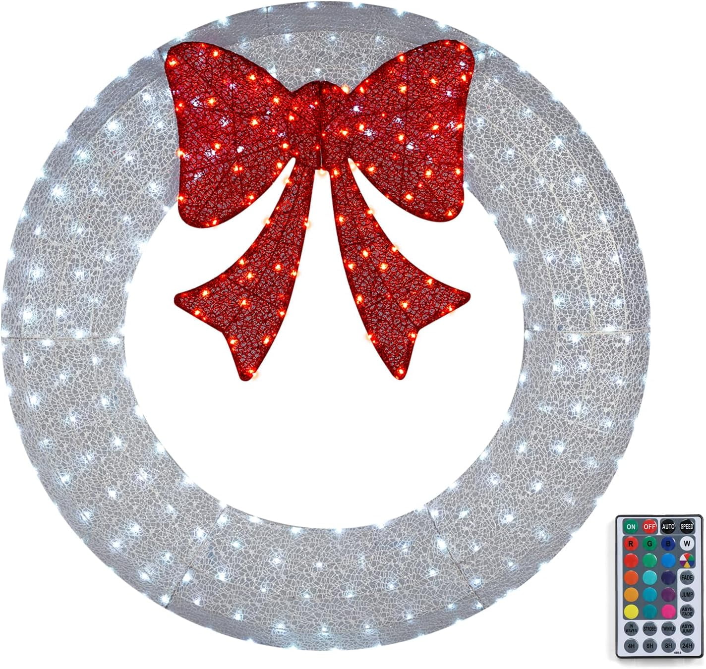 VINGLI 60 Inch Pre-lit Christmas Wreath w/ 400 LED Multi-Color Lights ...