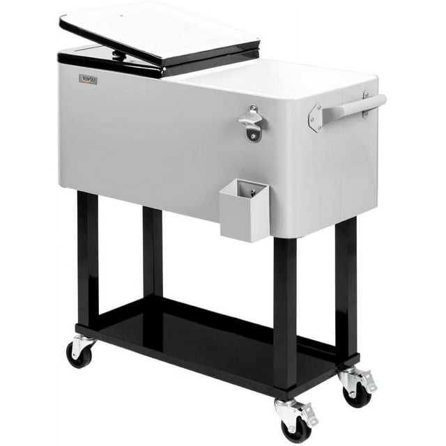 VINGLI 80 Quart Rolling Ice Chest, Portable Patio Party Bar Drink ...