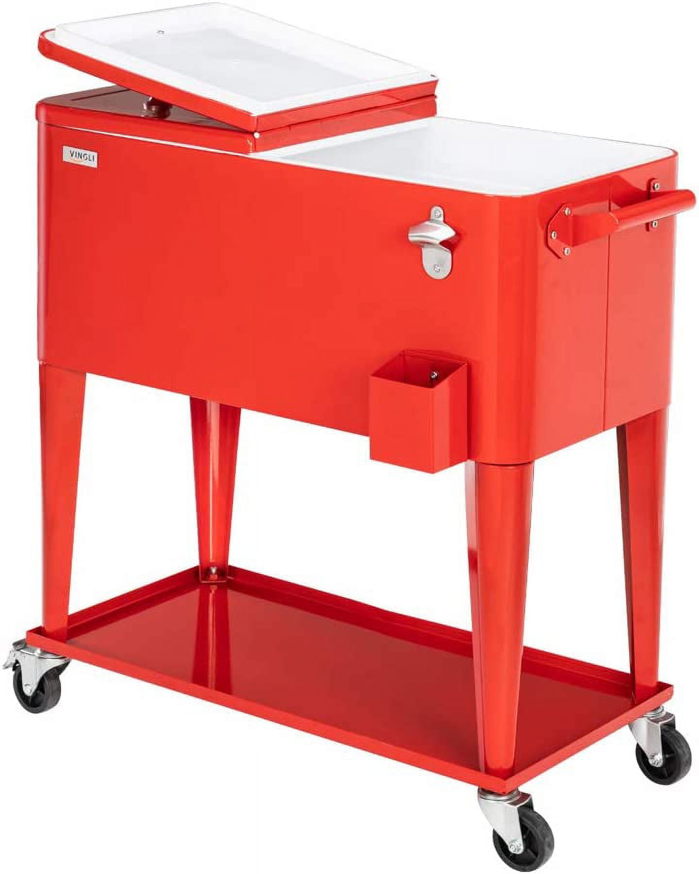 VINGLI 80 Quart Rolling Ice Chest, Portable Patio Party Bar Drink ...