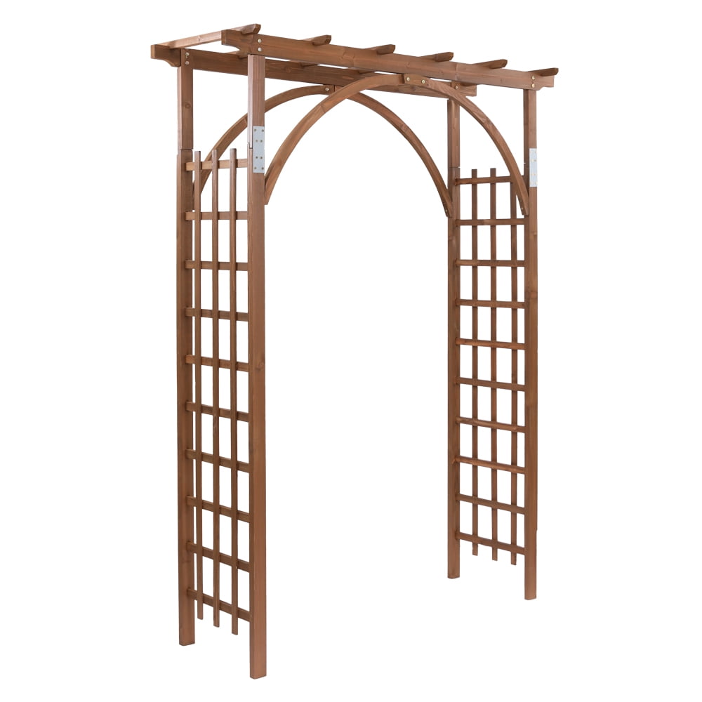 VINGLI 85in Wood Garden Arbor, Climbing Trellis/ Wedding Arch, Dark ...