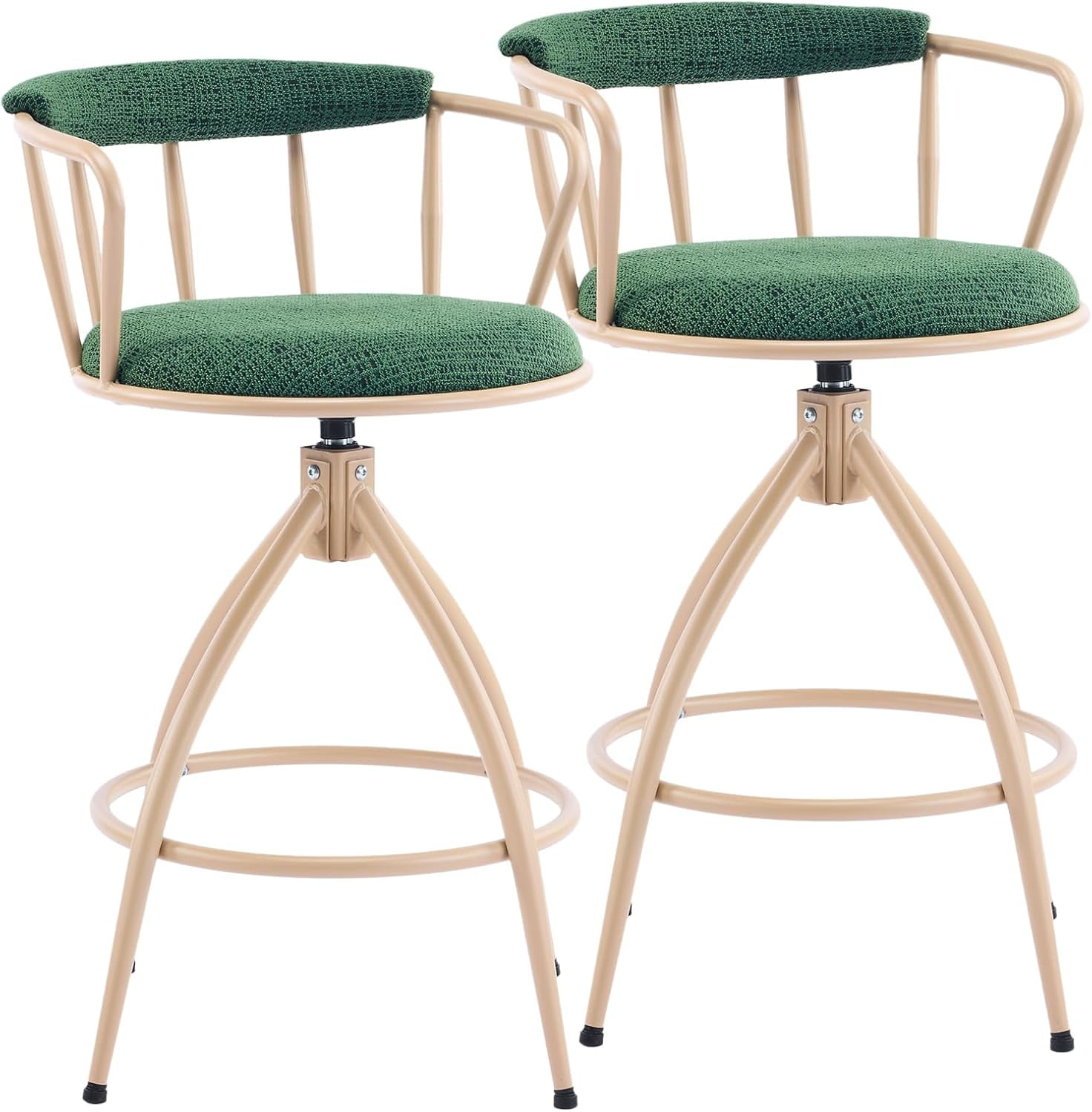 VINGLI Bar Stools Set of 2, Coarse Hemp Barstools with Back and Metal ...