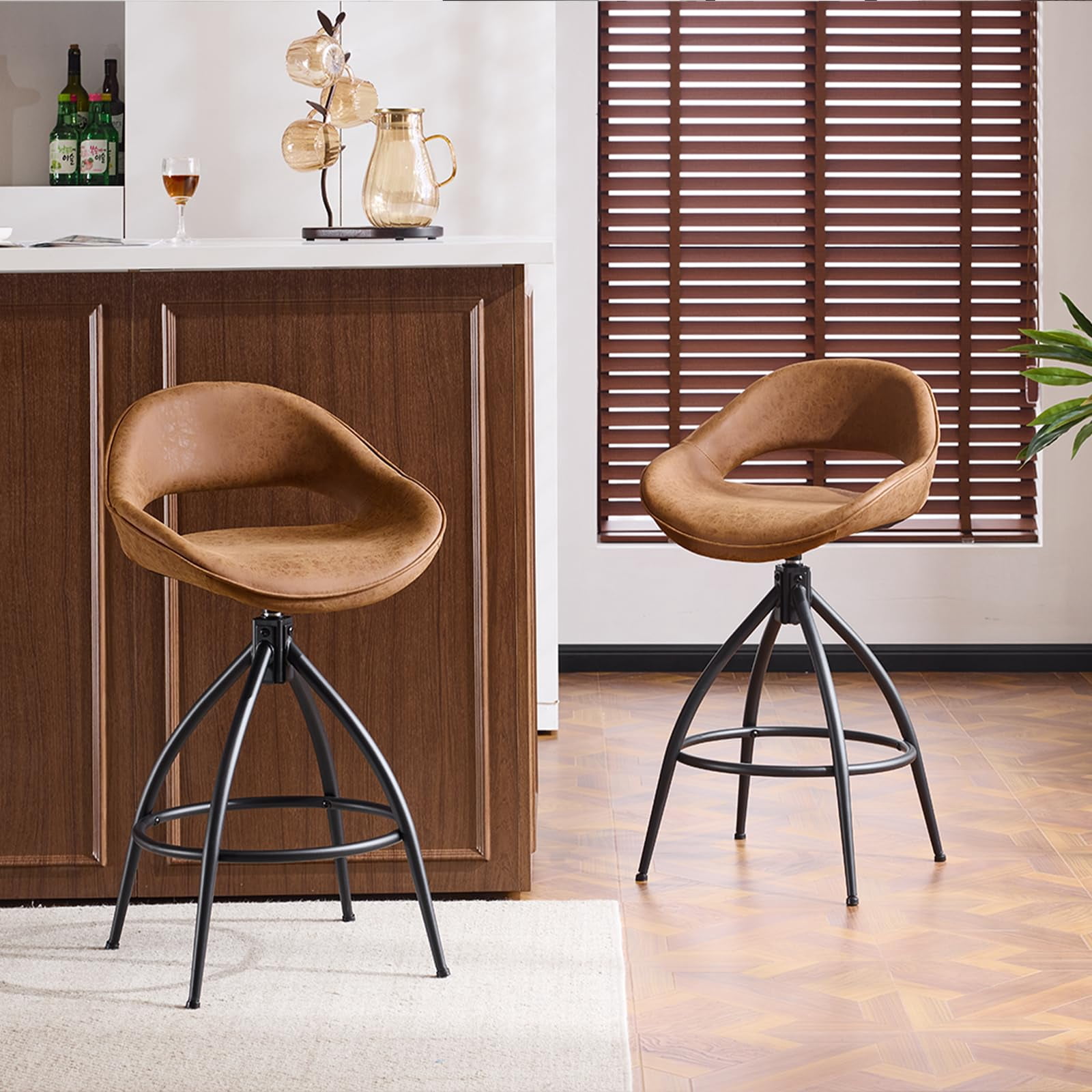 VINGLI Counter Height Swivel Bar Stools Set of 2, 26