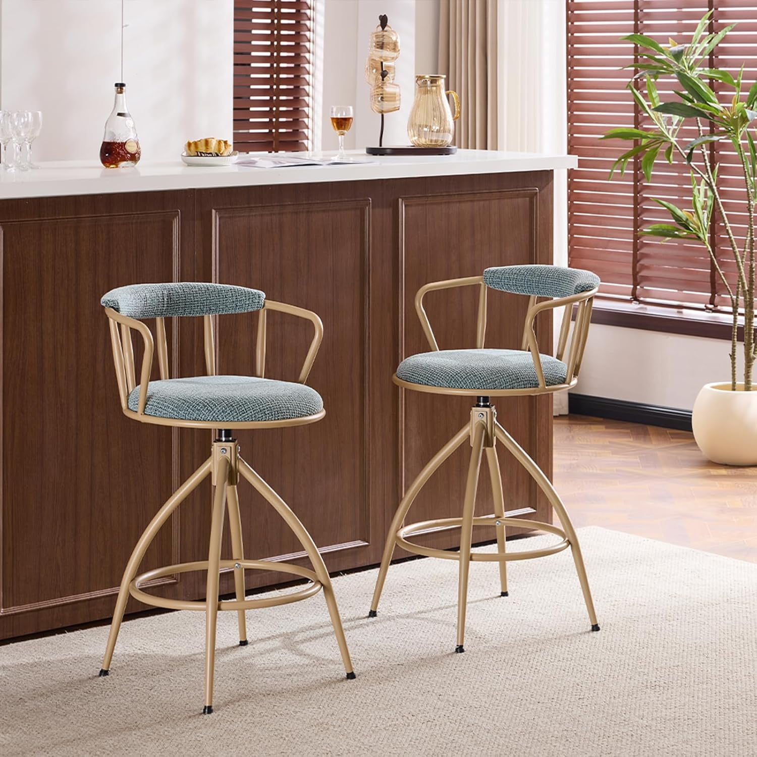 VINGLI Counter Height Swivel Bar Stools Set of 2, 26" Seat Height ...