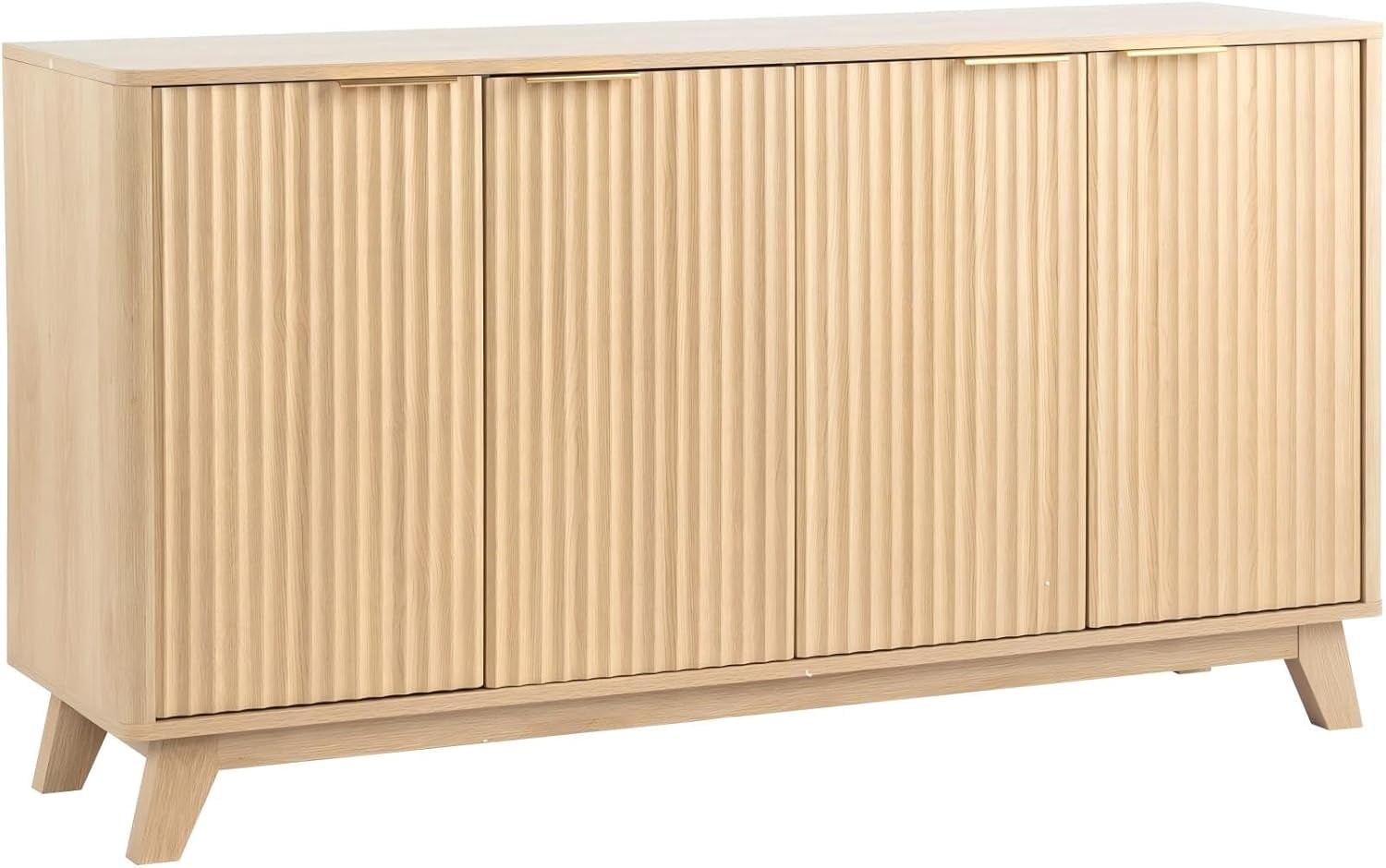 VINGLI Fluted Sideboard Buffet Cabinet, Storage Cabinet with Adjustable ...