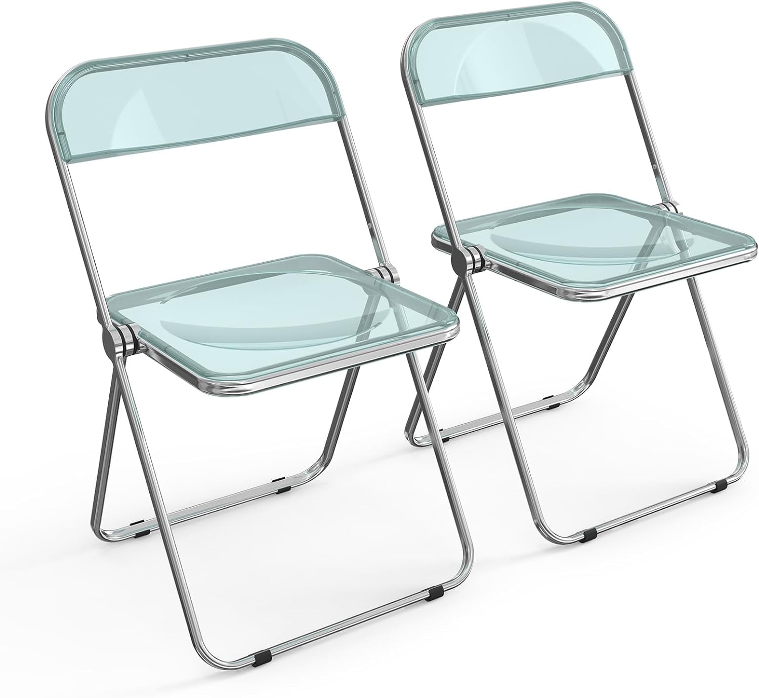 VINGLI Folding Chairs 2 Pack, Clear Chair Foldable and Stackable ...