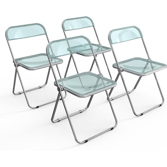 VINGLI Folding Chairs 4 Pack, Clear Chair Foldable and Stackable ...