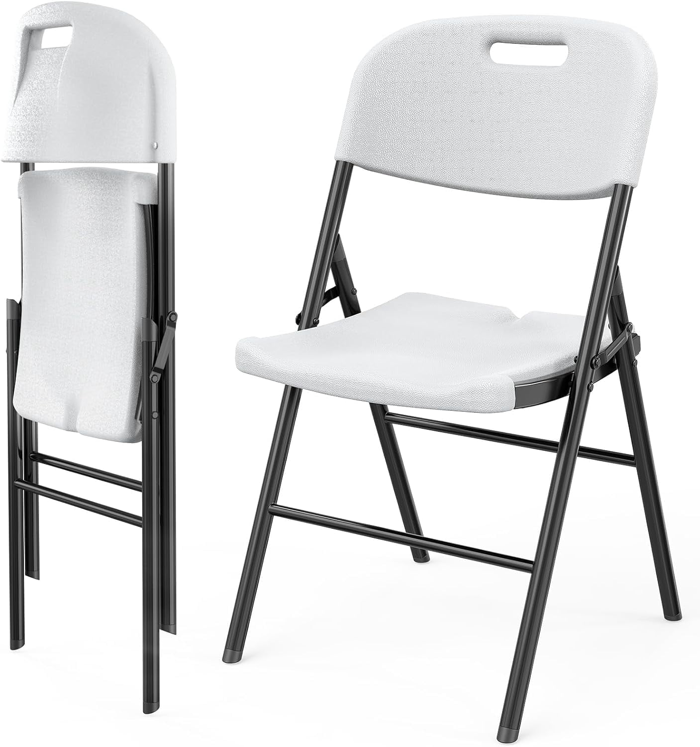 VINGLI Folding Chairs, Heavy Duty Plastic Seats with Steel Frame ...