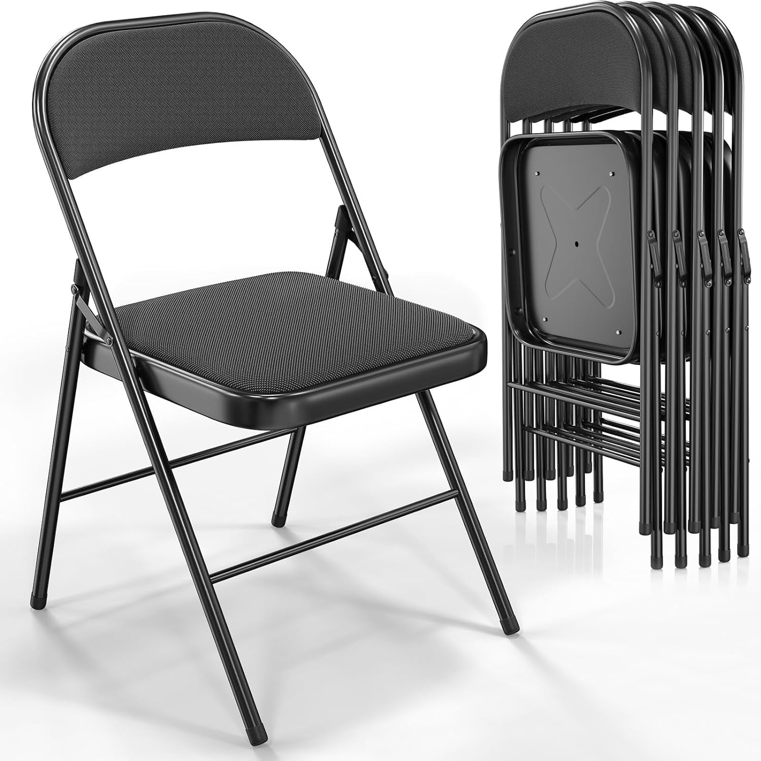 VINGLI Set of 6 Cushioned Folding Chairs, Indoor/Outdoor, Heavy Duty ...