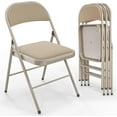 VINGLI Extra Strong Steel Folding Chairs, Padded Seats, 350lbs Capacity, Khaki, 4 Set - Walmart.com