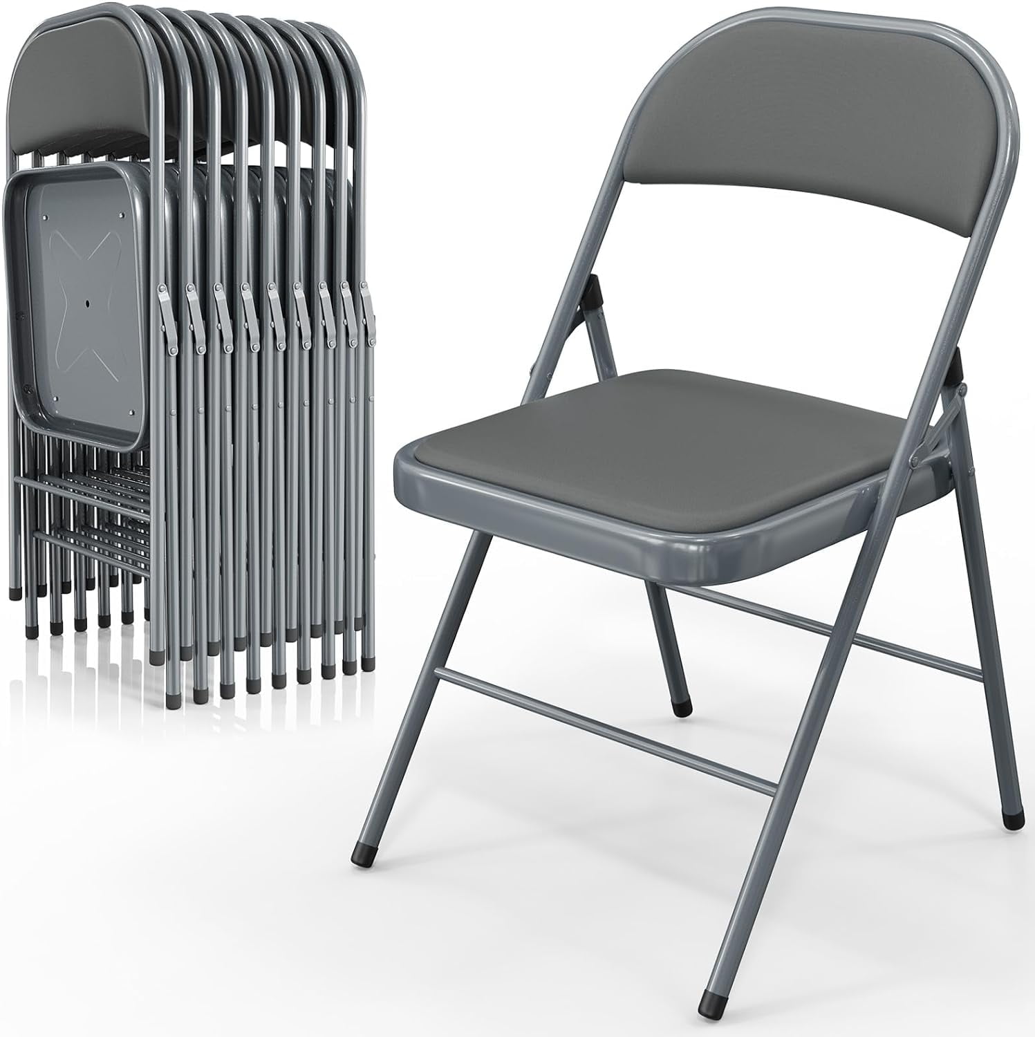 VINGLI Indoor/Outdoor Cushioned Folding Chairs, Padded Seats, PU ...