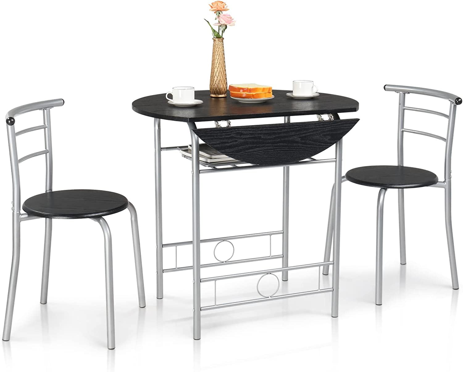 "VINGLI 31.5"" Drop Leaf Dining Table Set with 2 Chairs, Compact for ...