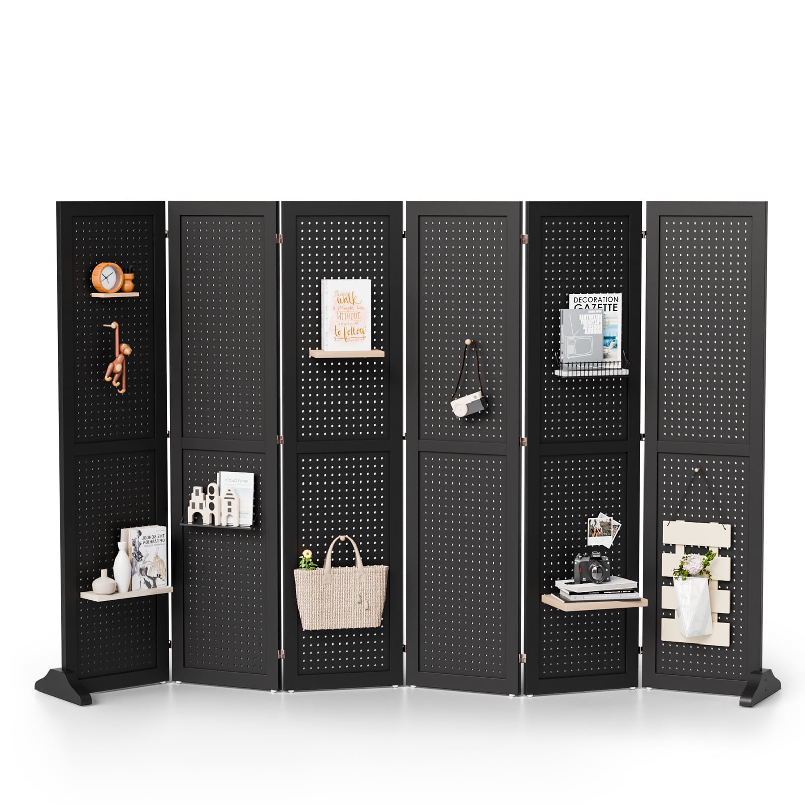 VINGLI Freestanding Pegboard with Support Feet, 5 FT Wood Room Divider ...
