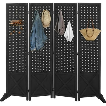 JuPin 60''H Freestanding Pegboard, Wood Room Divider Display Board ...