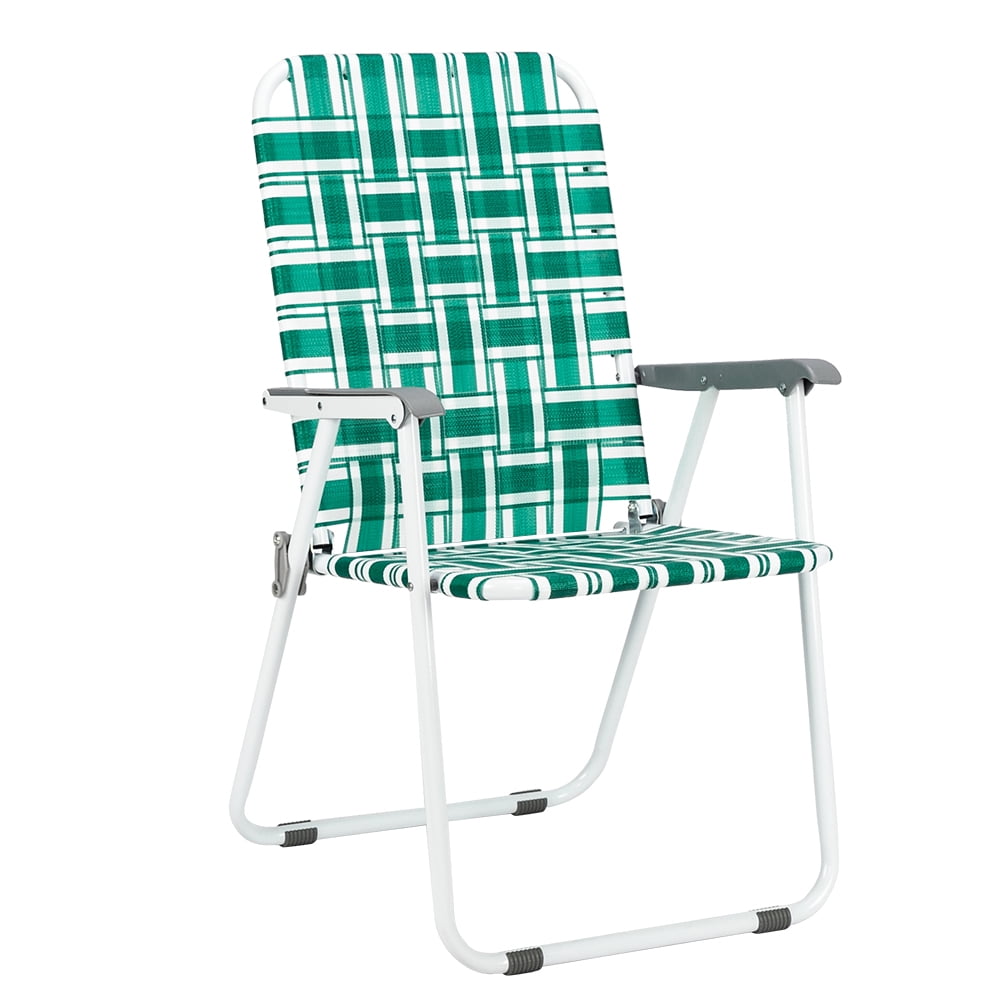 VINGLI Deluxe Wide Foldable Patio Lawn Chair, Webbed Outdoor Beach ...