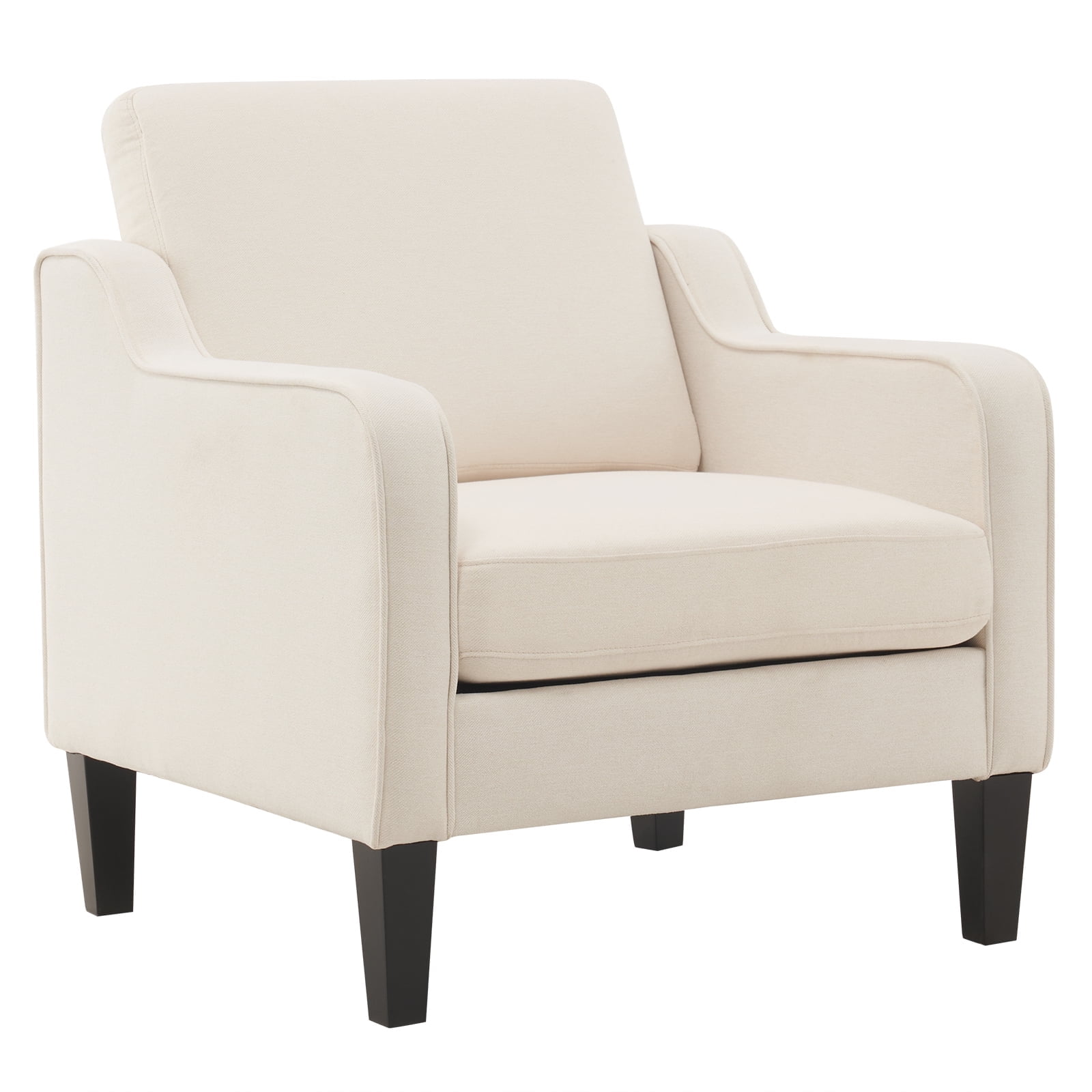 VINGLI Mid Century Modern Accent Chair, Comfortable, Upholstered Beige ...