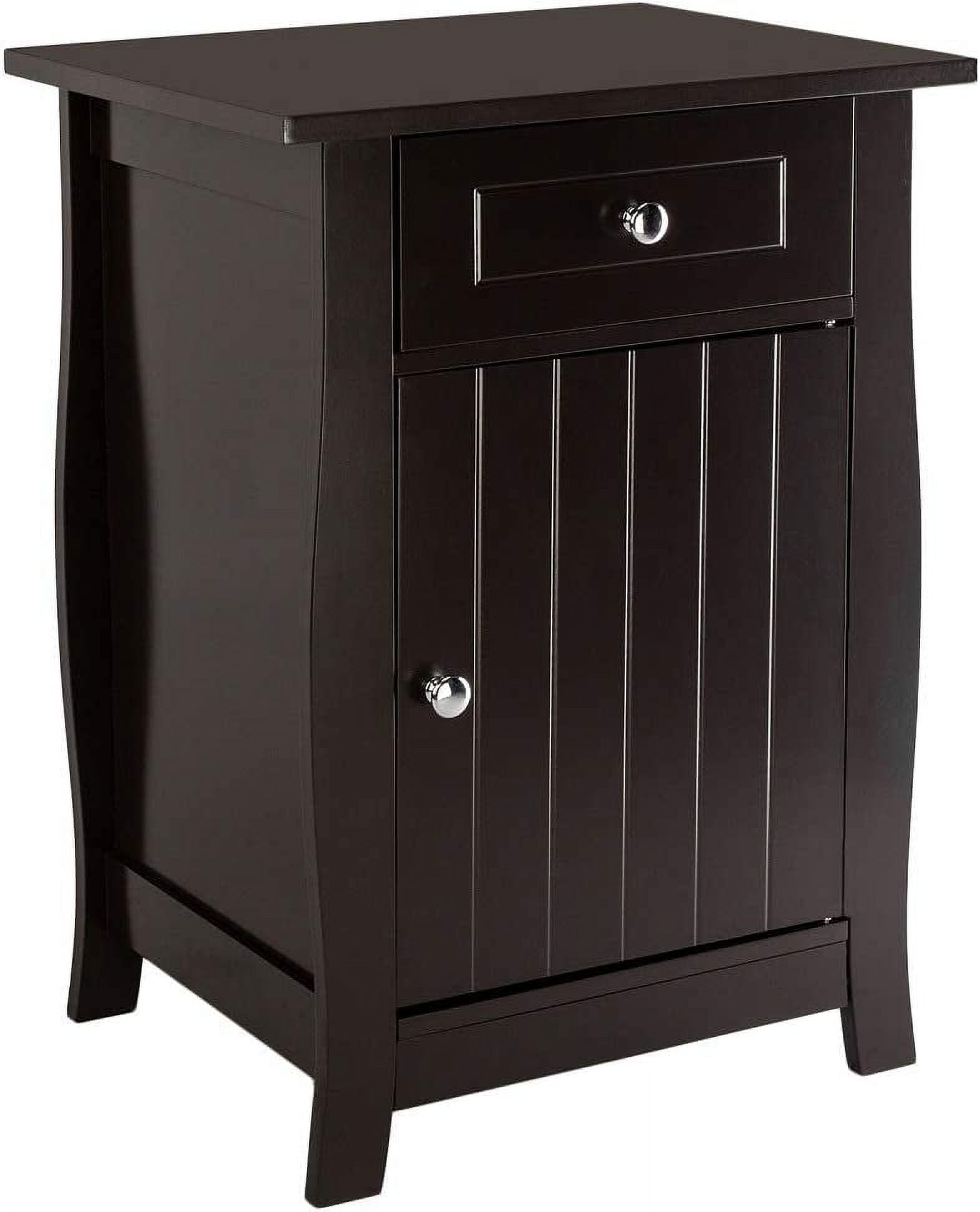 VINGLI Nightstand Bedside Table with Drawer & Storage Cabinet Brown ...