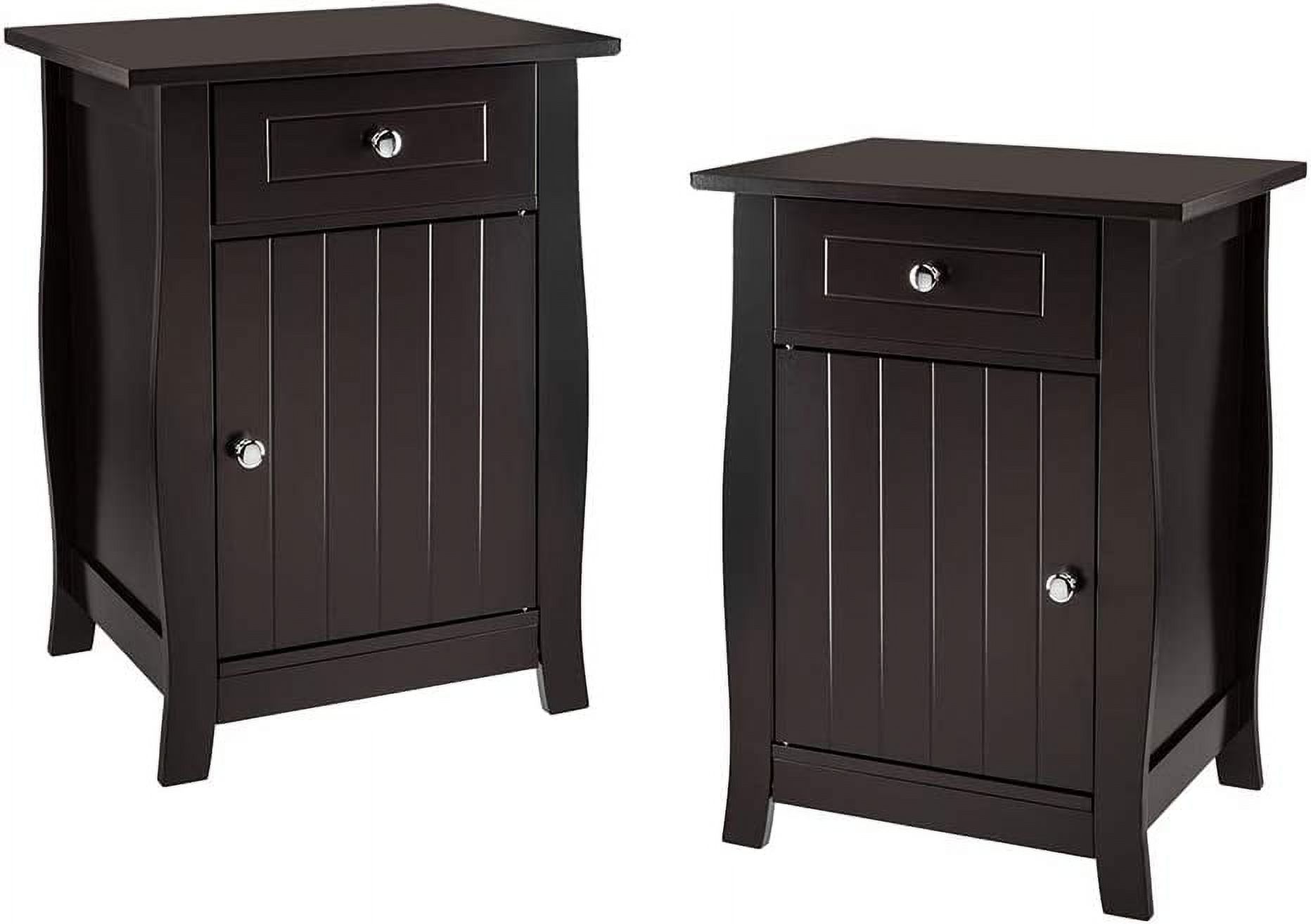 VINGLI Nightstand Set of 2 Bedside Table with Drawer & Storage Cabinet ...