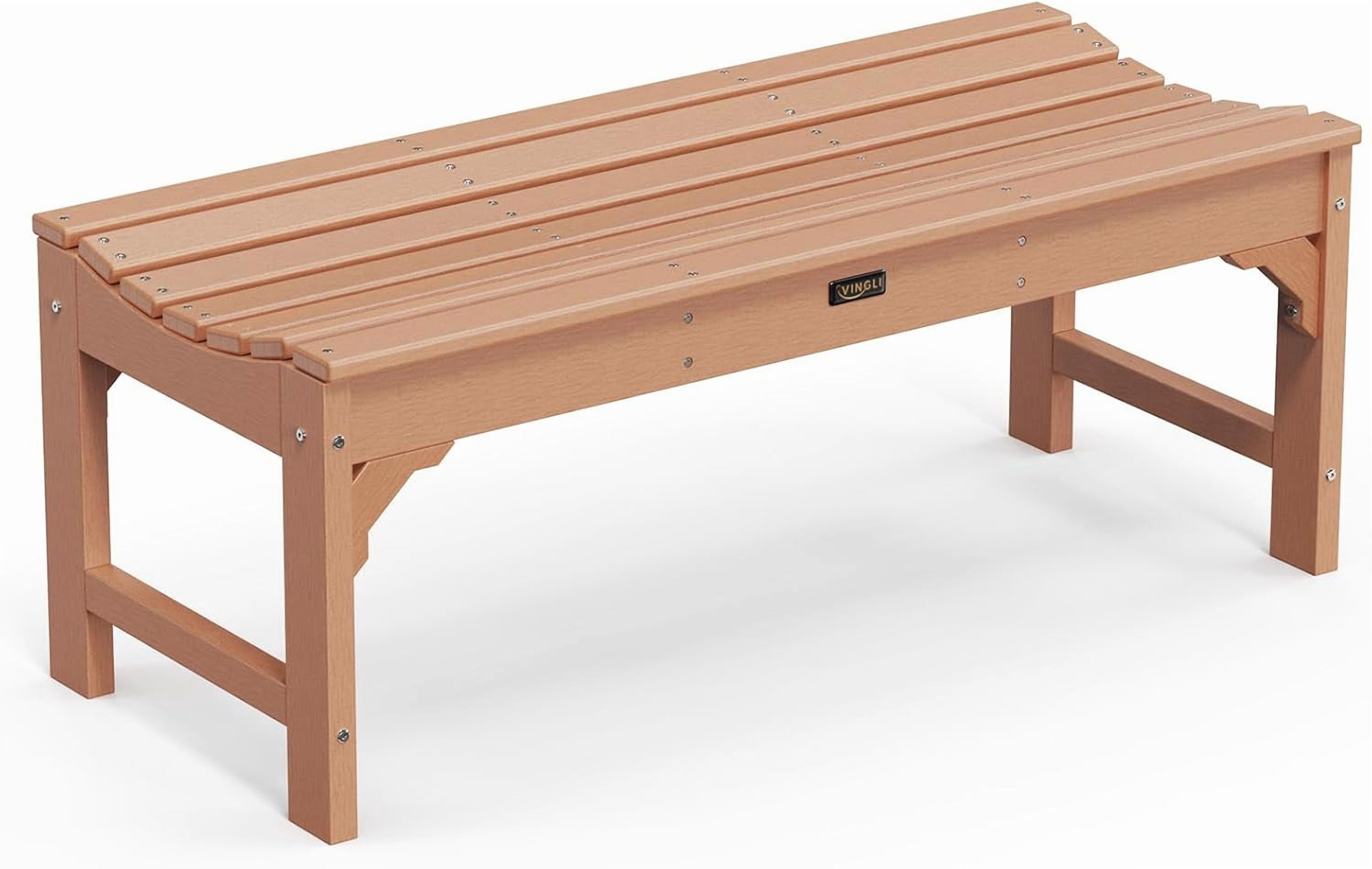 VINGLI Outdoor Bench Garden Bench HDPE Porch Bench, All-Weather Patio ...