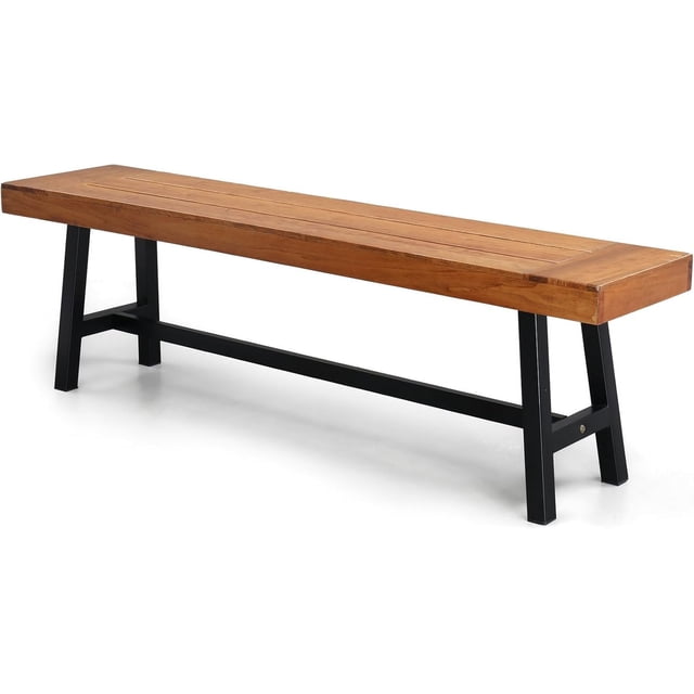 VINGLI Outdoor Bench with Metal Legs Rustic, Wood Dining Bench Indoor ...