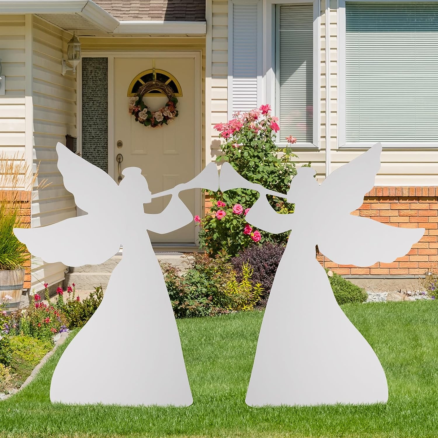 VINGLI Outdoor Christmas Decorations Angels, 3ft Set of 2 Weather ...